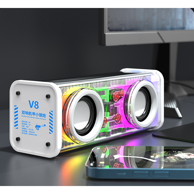 Jual Mecha speaker bluetooth subwoofer meriam baja kecil transparan audio portabel nirkabel 10w ...