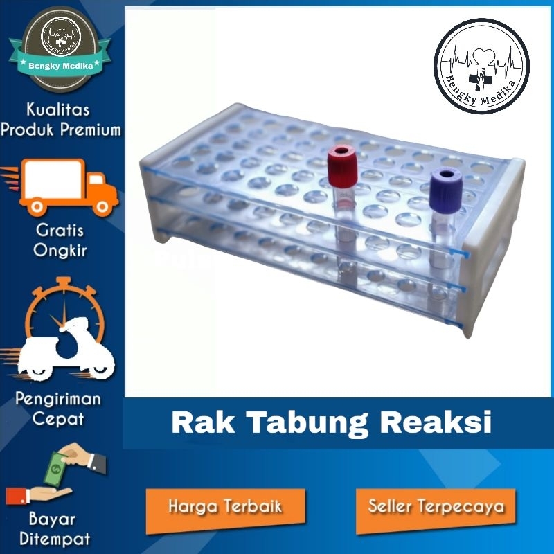 Jual Rak Tabung Reaksi Plastik 50 Lubang 12 x 75mm Rak Tabung Reaksi ...