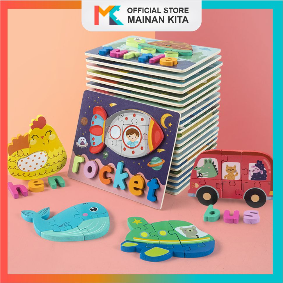 Jual MK116 Mainan Puzzle Kayu Edukasi Anak Jigsaw Puzzle 3D Anak Motif ...