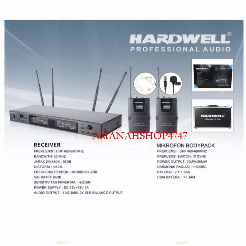 Jual mic wireless hardwell concert 1 pro 2mic clipon 2mic headset ...