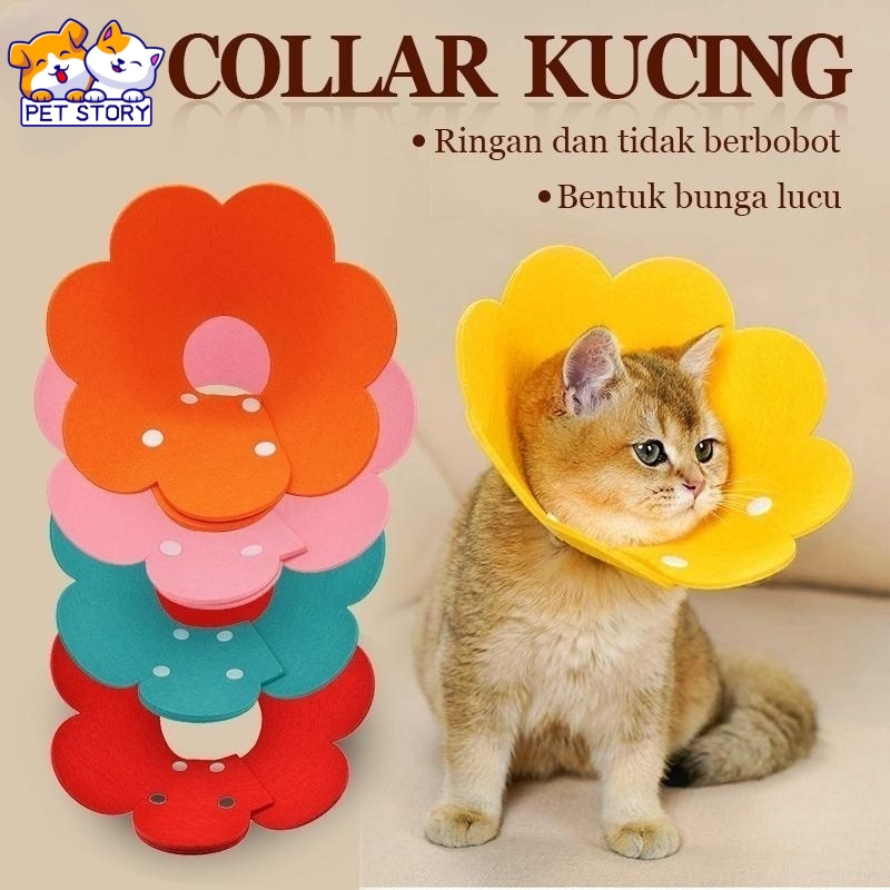 Jual Collar Kucing Pelindung Leher Kucing Felt Circle Pet Sun Flower ...