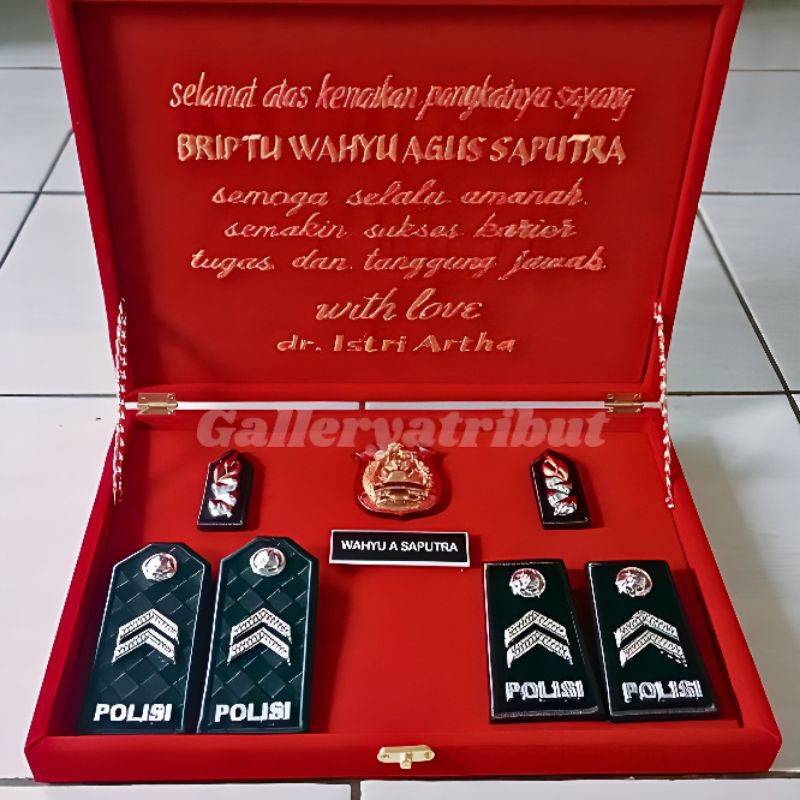 Jual pangkat Briptu polisi,polri PDH PDU set box custom ucapan tulisan ...