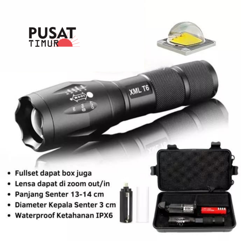 Jual Senter SWAT XM L2 8000 Lumens LED Paket Box Lengkap I PUSAT TIMUR ...