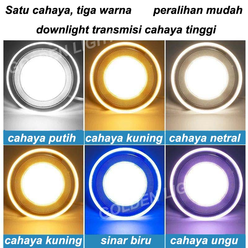 Jual LAMPU DOWNLIGHT LED 3 WARNA 6WATT/ KUNING BIRU UNGU / PUTIH KUNING ...