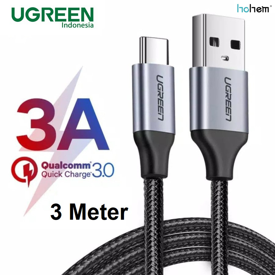 Jual UGREEN Kabel Data USB to Type C 3A 3M 3 Meter Nylon Nilon 60408 Cable Fast Charging Quick ...