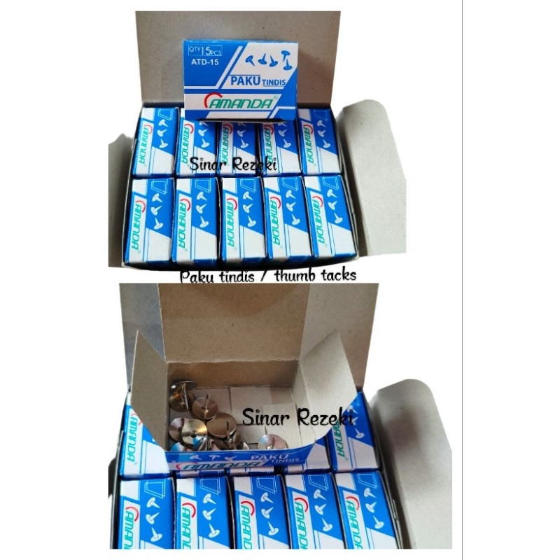 Jual 1 pak = 10 kotak kecil!! Thumb tacks/paku tindis/paku payung ...