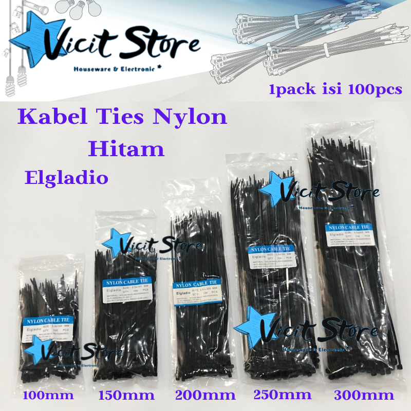 Jual Kabel Ties Hitam 10cm / 15cm / 20cm / 25cm / 30cm Harga 1pack isi 100pcs | Shopee Indonesia