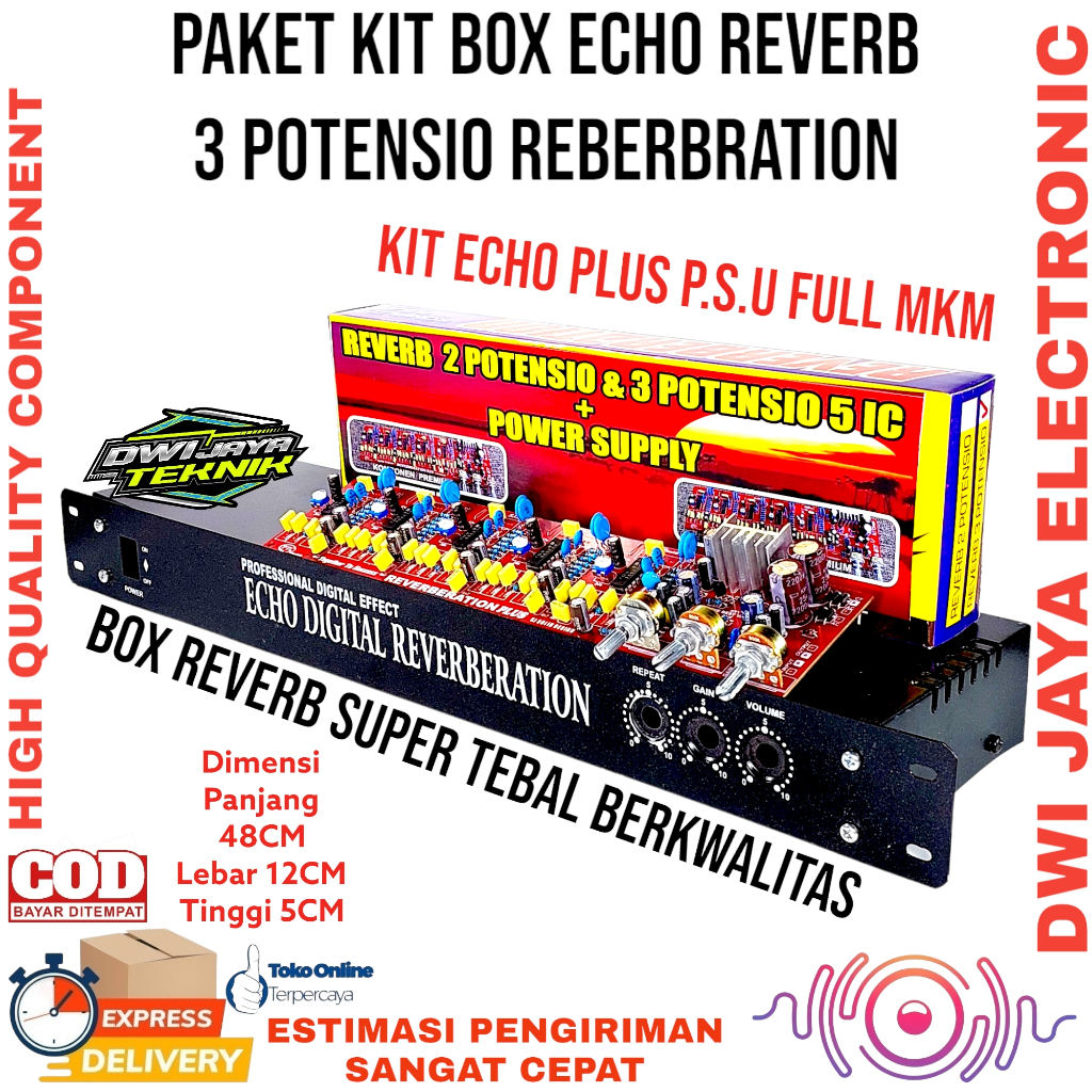 Jual Paket kit Box + Kit ECHO Reverb 3 Potensio Reverbration | Shopee ...