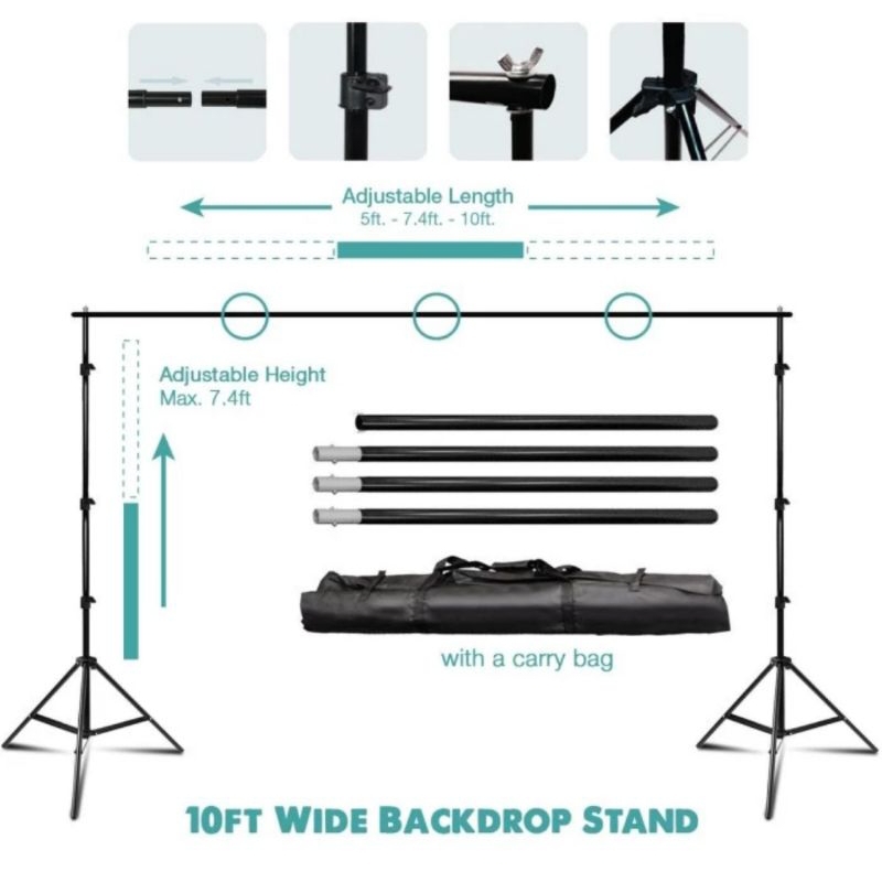 Jual Stand background foto studio ukuran 3m tiang backdrop portable ...