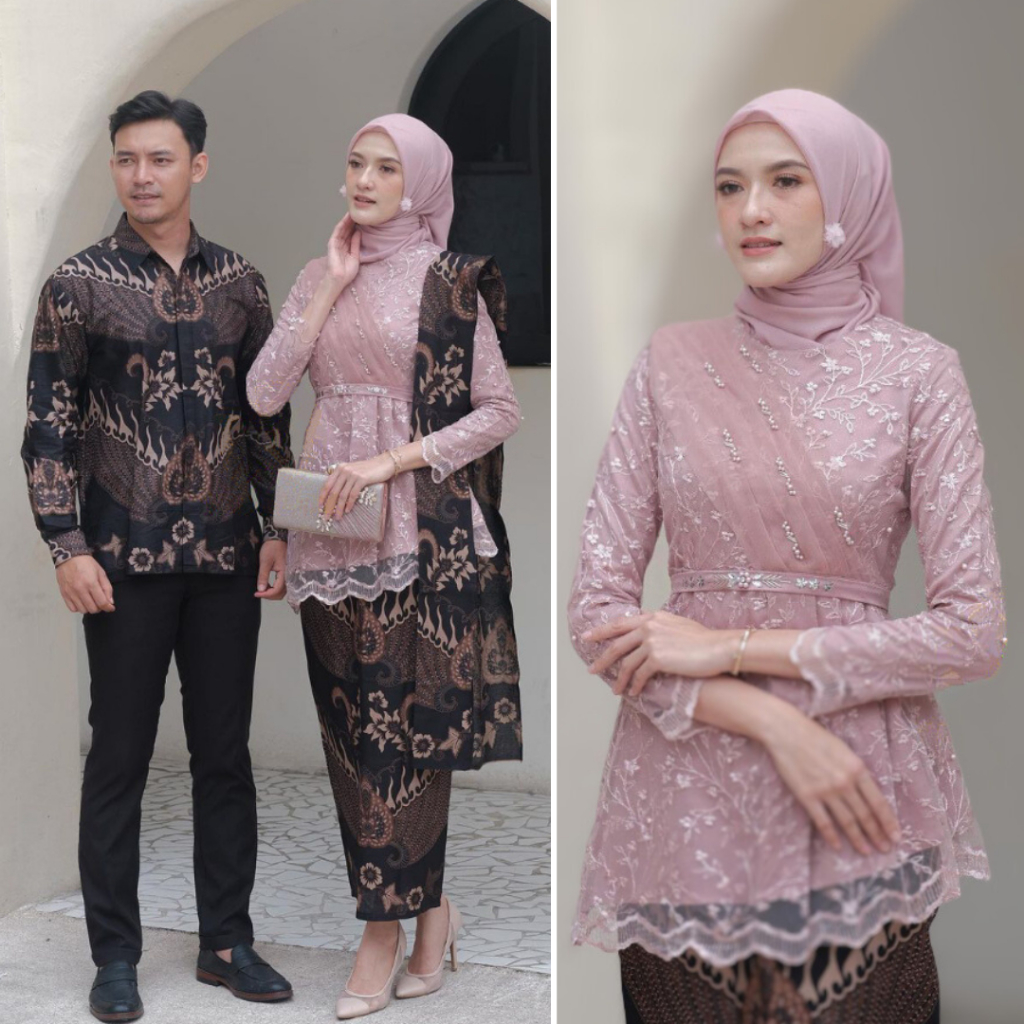 Jual Kebaya Wisuda Couple Modern Kebaya Batik Couple Tunangan Lamaran Baju Kondangan Set Batik ...
