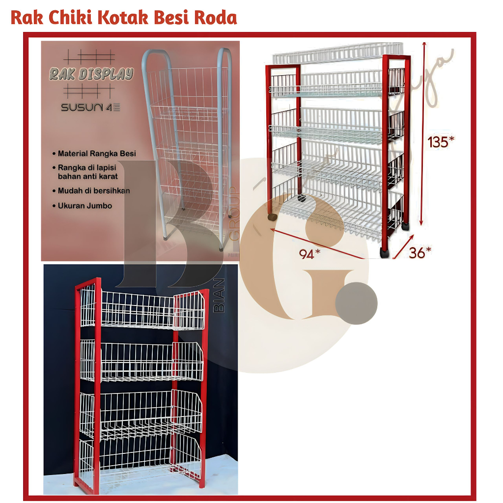 Jual Rak Ciki Besi/ Rak Serbaguna Mini Market / Rak Display Roda Susun ...
