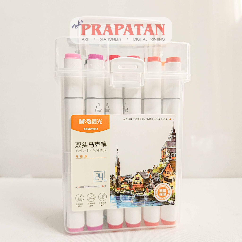 Jual M&G Twin Tip Marker 24c APMV0901 | Spidol Warna | Shopee Indonesia