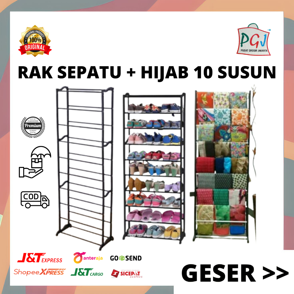 Jual PGJ - Rak Sepatu Amazing 10 Susun Kokoh Anti Karat 100926 / Rak ...