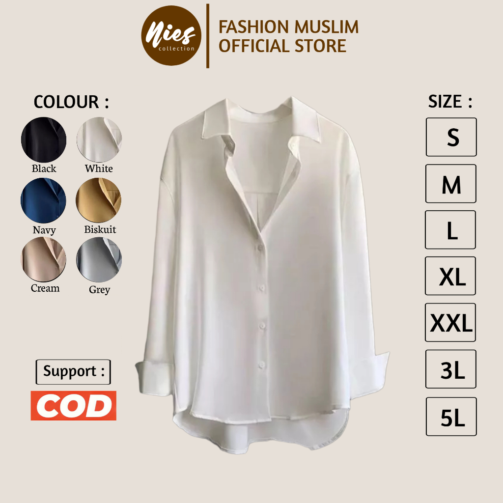 Jual HemClo Kemeja Polos Wanita Ukuran S M L XL XXL XXXL XXXXL 2XL 3XL 5XL 2L 3L 5L Kemeja Basic ...