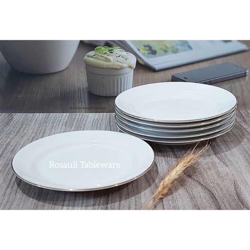 Jual 6 pcs Piring Kue Keramik | Ukuran 6,5 Inch | Gold Line | Premium ...