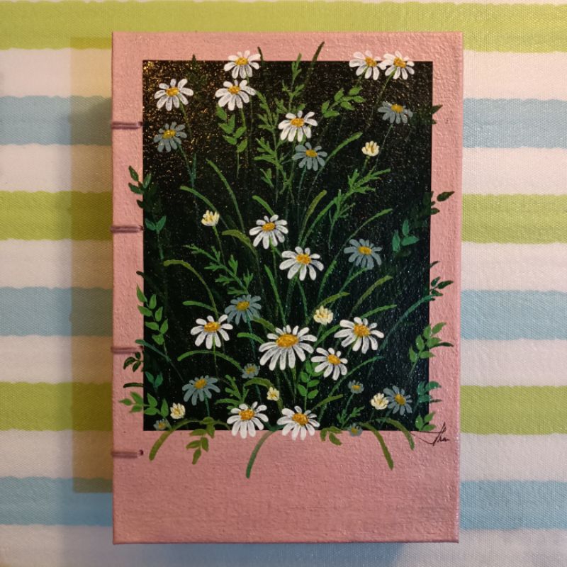 Jual Handmade Book Binding, cover lukisan bunga daisy, kertas daur ...