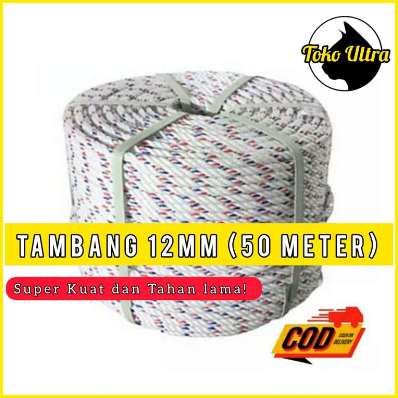 Jual TALI 12MM ECERAN 50 METER / TAMBANG 12MM PPD / TALI KAPAL / TAMPAR ...