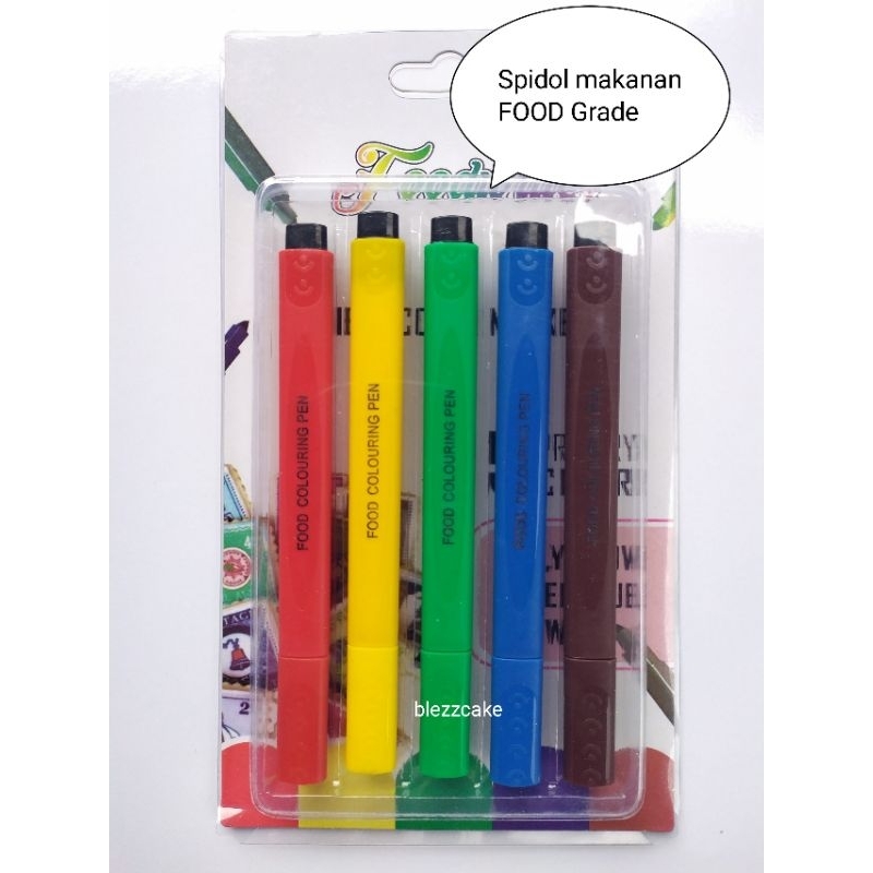 Jual Edible pen isi 5 warna dekorasi makanan aman food grade | Shopee ...