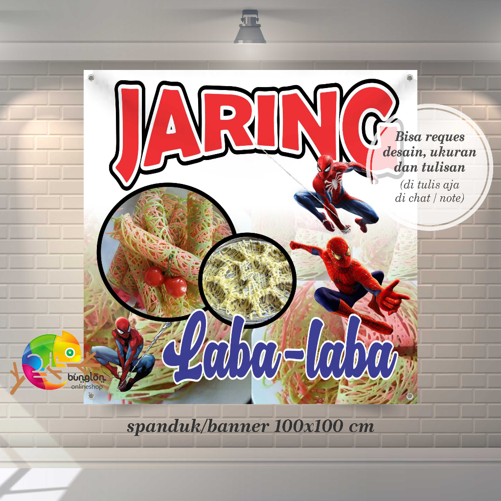 Jual Size 100x100 Spanduk Banner Jajanan Jaring Laba-Laba | Shopee ...