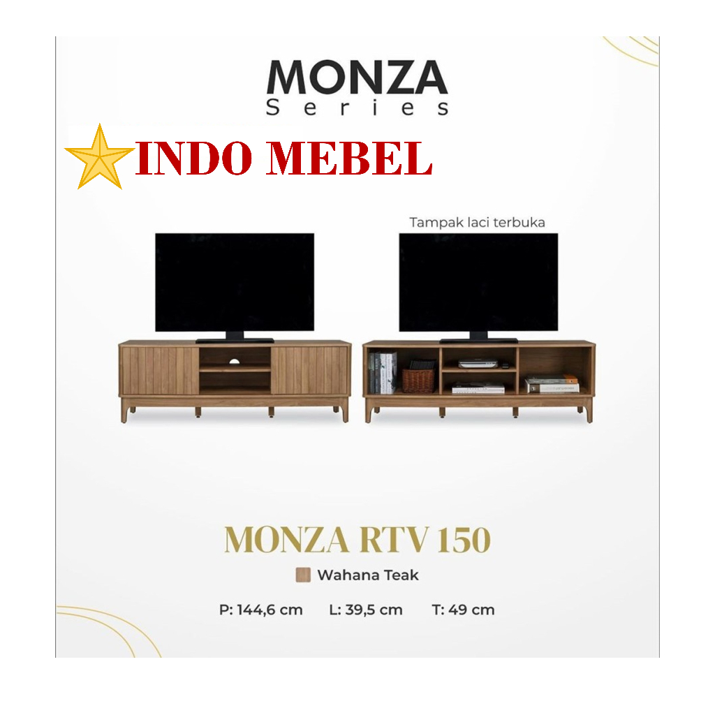 Jual Buffet Pendek / Credenza TV Minimalis Motif Kayu Natural MONZA RTV 150 | Shopee Indonesia