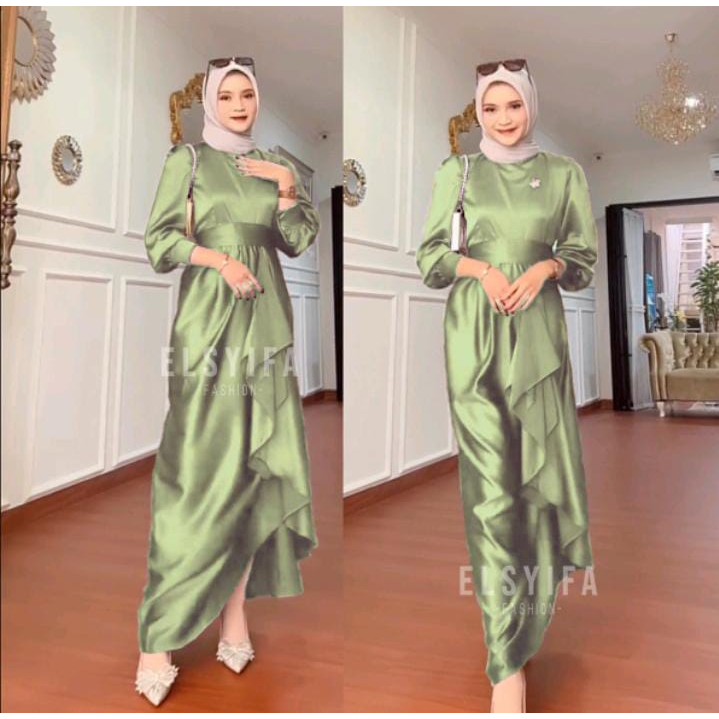 Jual Gamis Polos Velvet Satin Dress Kondangan Baju Nikahan Simple Gamis ...