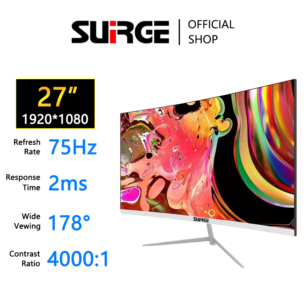 Jual SUIRGE 75Hz Monitor 27'' Curved/Flat 1080P HD No Border IPS Panel ...