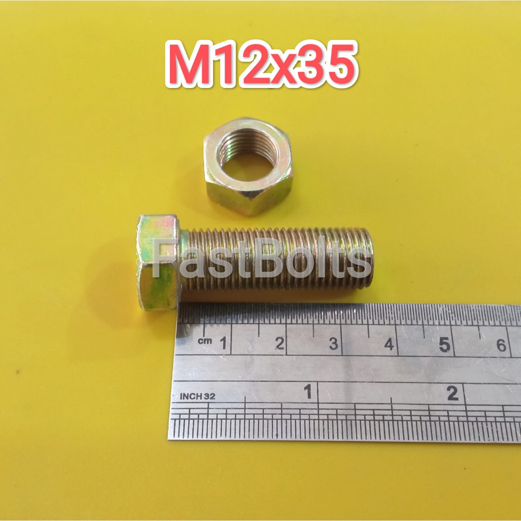Jual BAUT DAN MUR Kuning 17 Panjang 3.5cm (M12x35) | Shopee Indonesia
