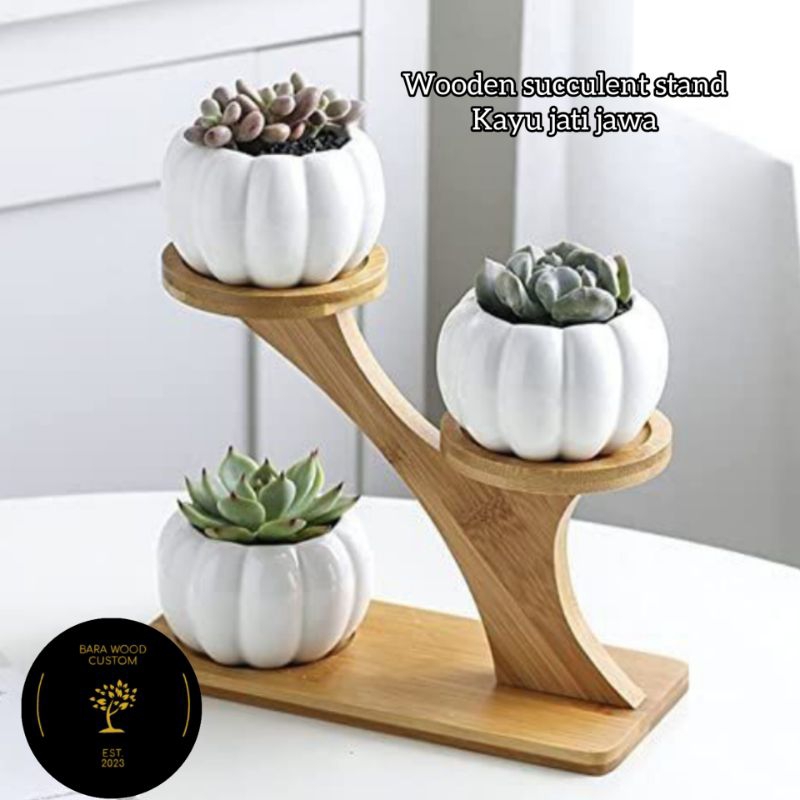 Jual wooden succulent stand/rak pot succulent /dudukan pot bunga mini ...