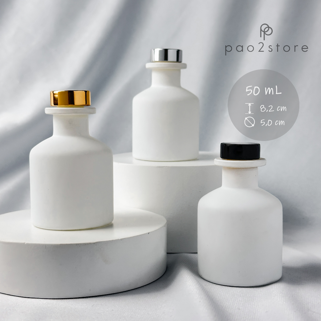 Jual Botol Reed Diffuser 50ml - Kaca Tebal WHITE Putih Doff - Belly Pot ...