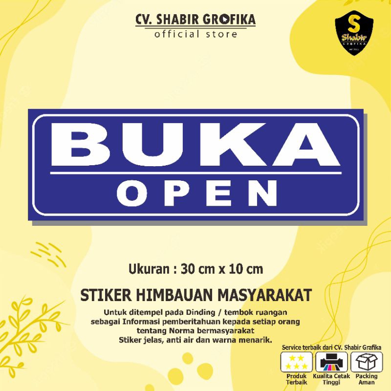 Jual STIKER BUKA / OPEN (bebas request warna) | Shopee Indonesia