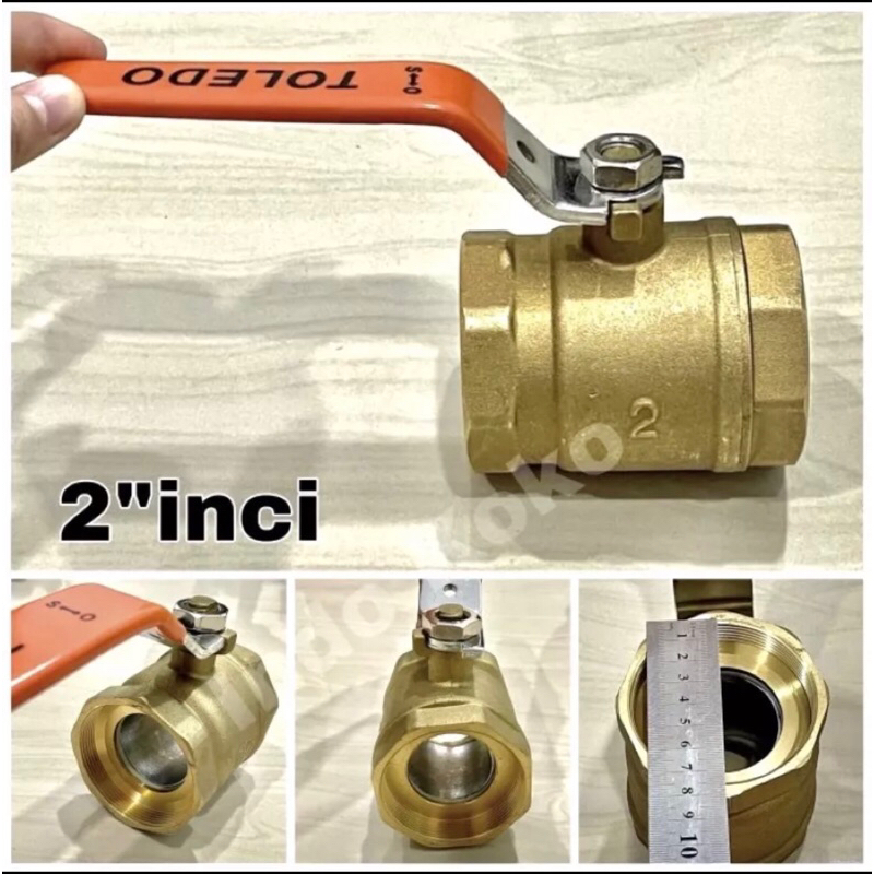 Jual TOLEDO 2” inci Ballvalve 2”inchi kuningan asli drat dalam stop keran engkol 2 inci ball ...