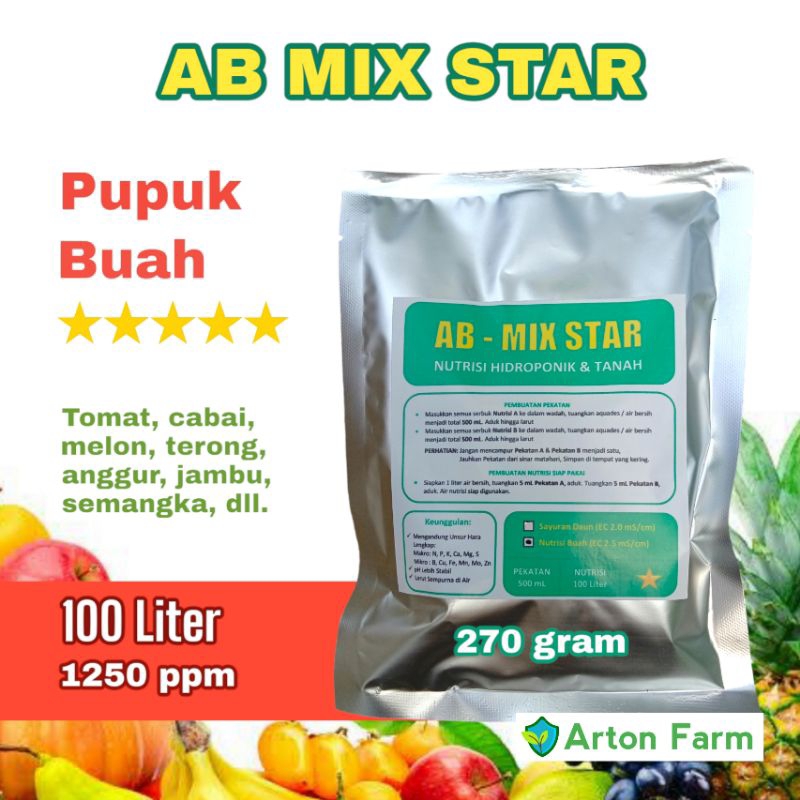 Jual Ab Mix Star Nutrisi Buah 500 ml 270 Gram Untuk 100 Liter Nutrisi ...