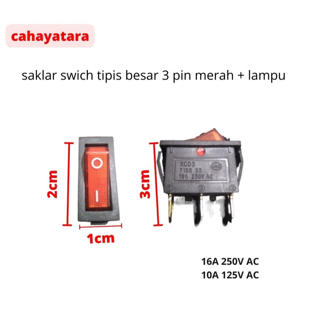 Jual Switch / Saklar TIPIS 3 Pin ON OFF - Ada Indikator Lampu Warna ...