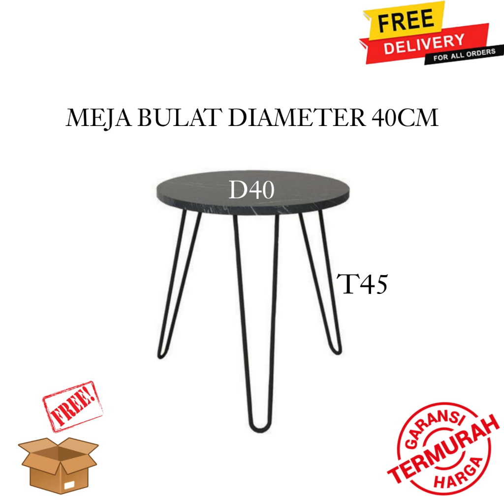 Jual Meja Bulat HITAM Mini 40 cm/ Mini Meja Kopi Teras / Tamu / Cafe ...