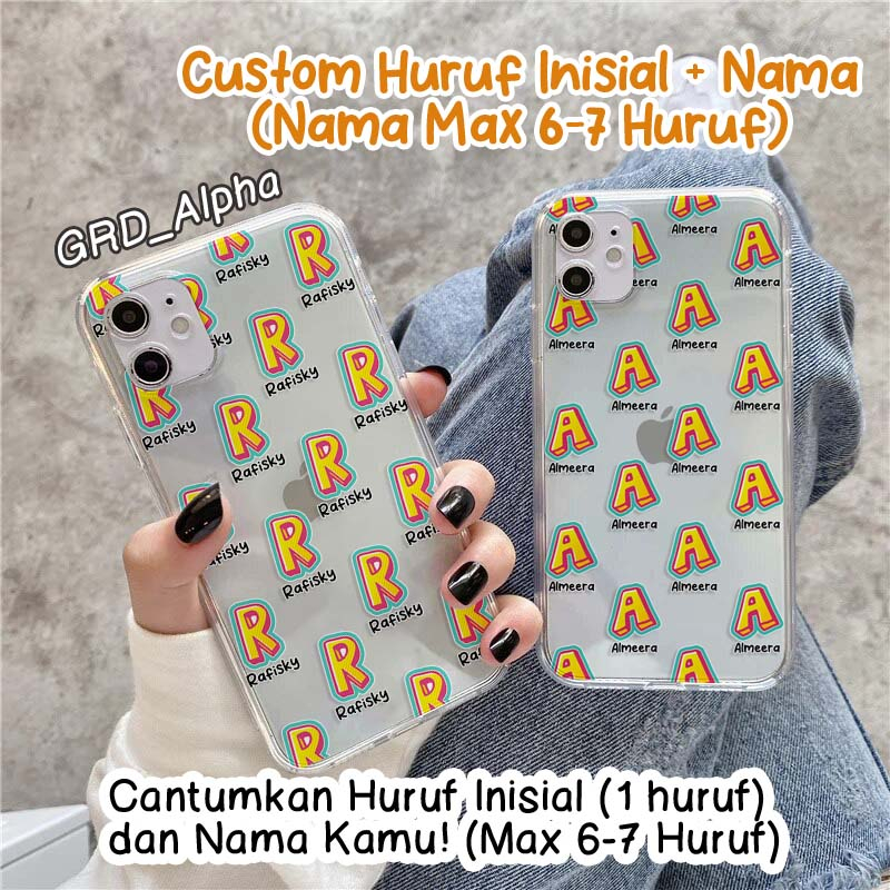 Jual CUSTOM CASE DESAIN AESTHETIC GRID HURUF INISIAL / ALPHABET plus ...