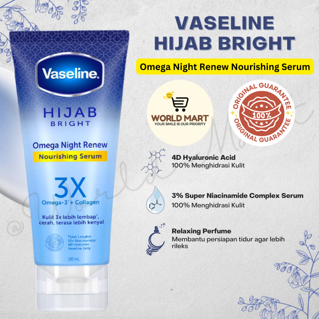 Jual Vaseline Hijab Bright Nourishing Body Serum Omega Night Renew ...