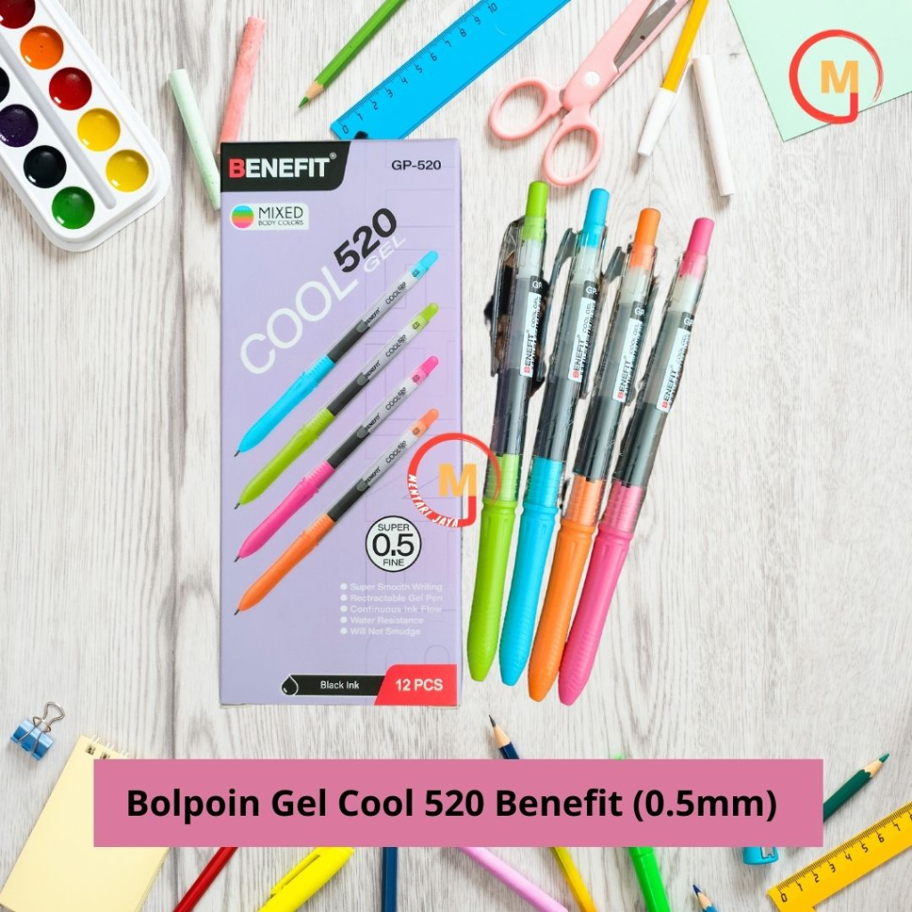 Jual Bolpoin Gel Benefit 520 Hitam ()0,5mm) | Shopee Indonesia
