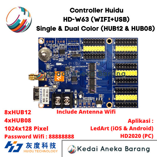 Jual Controller Huidu HD-W63 Wifi USB Antena Antenna Running Text P10 | Shopee Indonesia