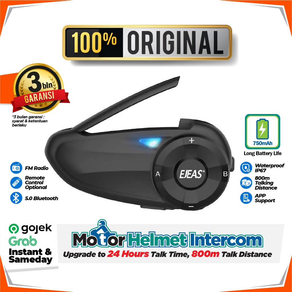 Jual EJEAS Q7 Bluetooth Radio FM Intercom Helm 7 Rider Helmet | Shopee ...