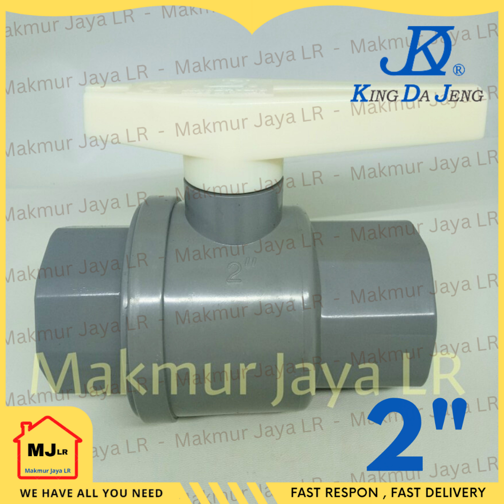 Jual Stop Kran Ball Valve 2" 2 inch PVC AW TEBAL KDJ Polos TANPA DRAT BallValve StopKran 2 dem ...