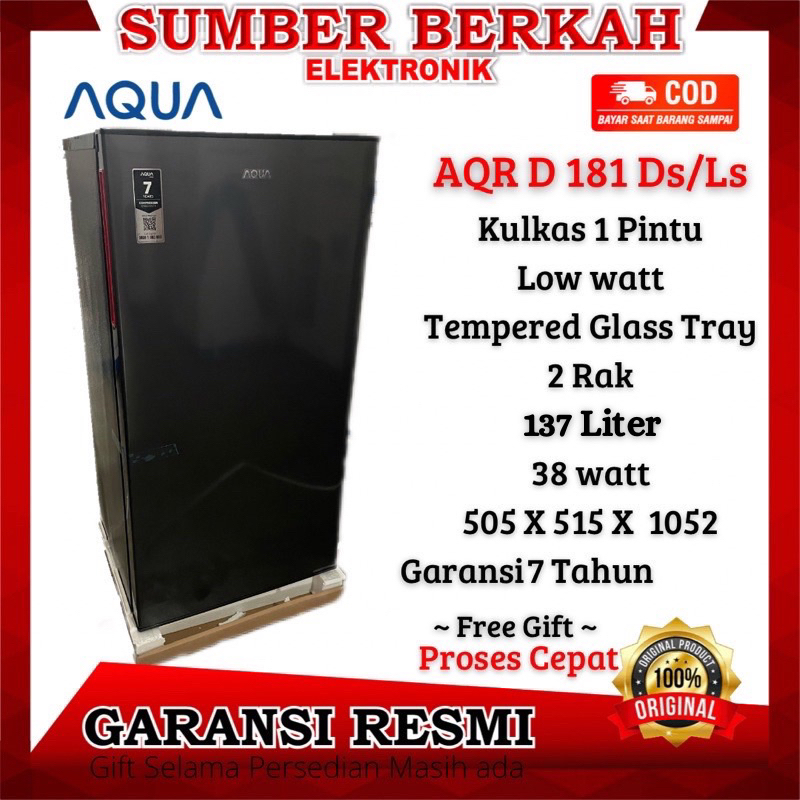 Jual kulkas aqua 1 pintu AQUA AQR - D 181 Ds / Ls , 137 Liter Garansi Resmi 38 watt kulkas murah ...