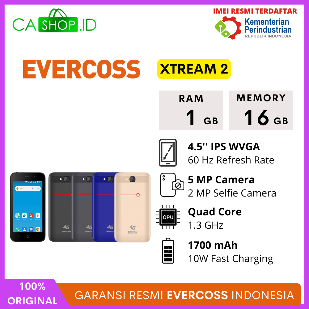 Jual Evercoss Smartphone Xtream Series | Xtream 2 S45B 1GB 16GB (1/16 ...