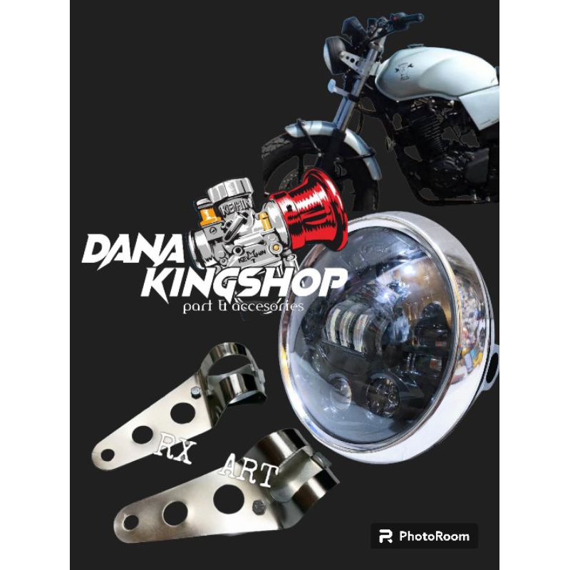 Jual lampu depan rxking new bulat led set brereket pnp rx king bison ...