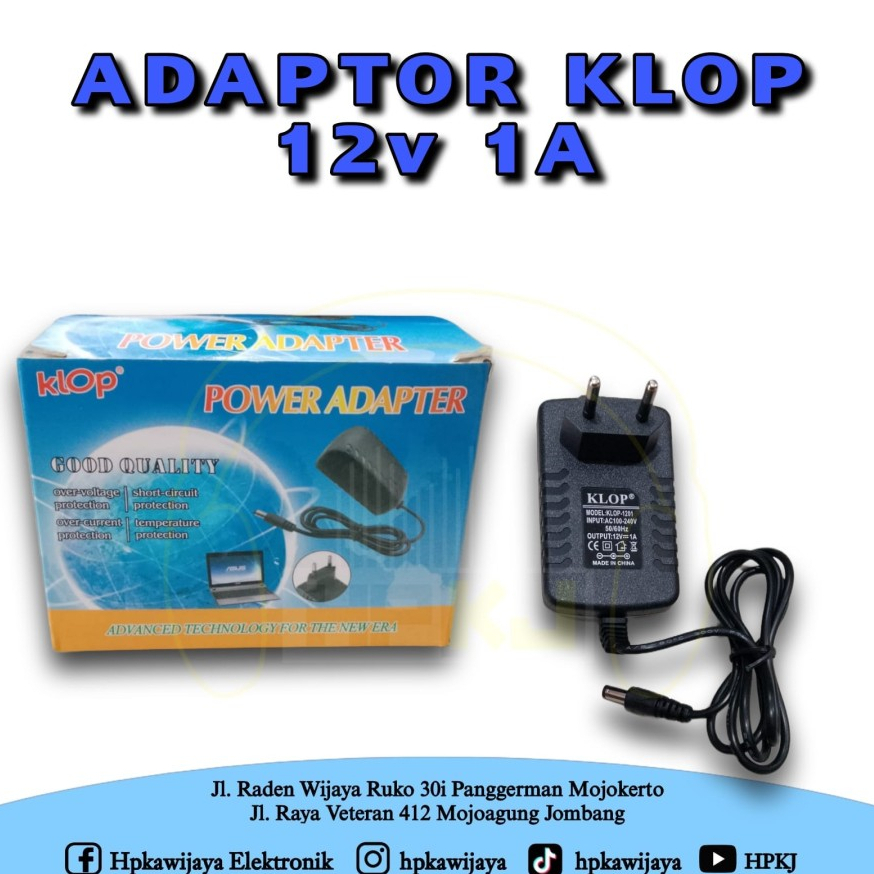 Jual Klop Adaptor Charger Klop 1A AC 100-240V Switch Power Supply KLOP ...