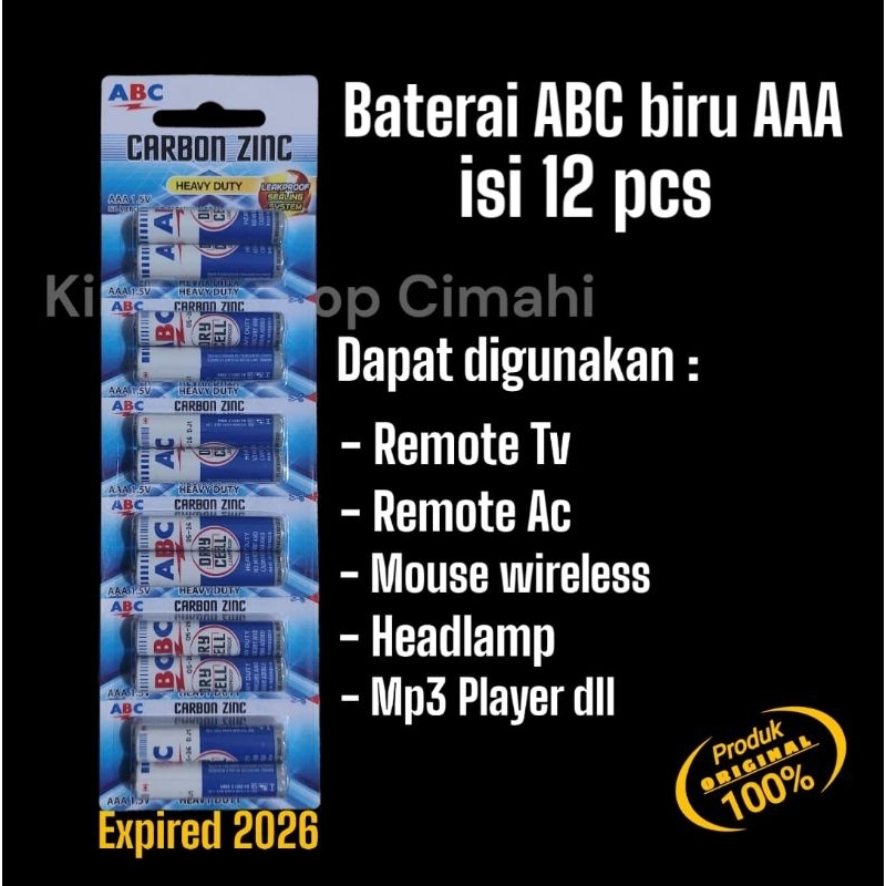 Jual Batre ABC biru AAA isi 12 pcs / baterai / baterry / batu A3 ...