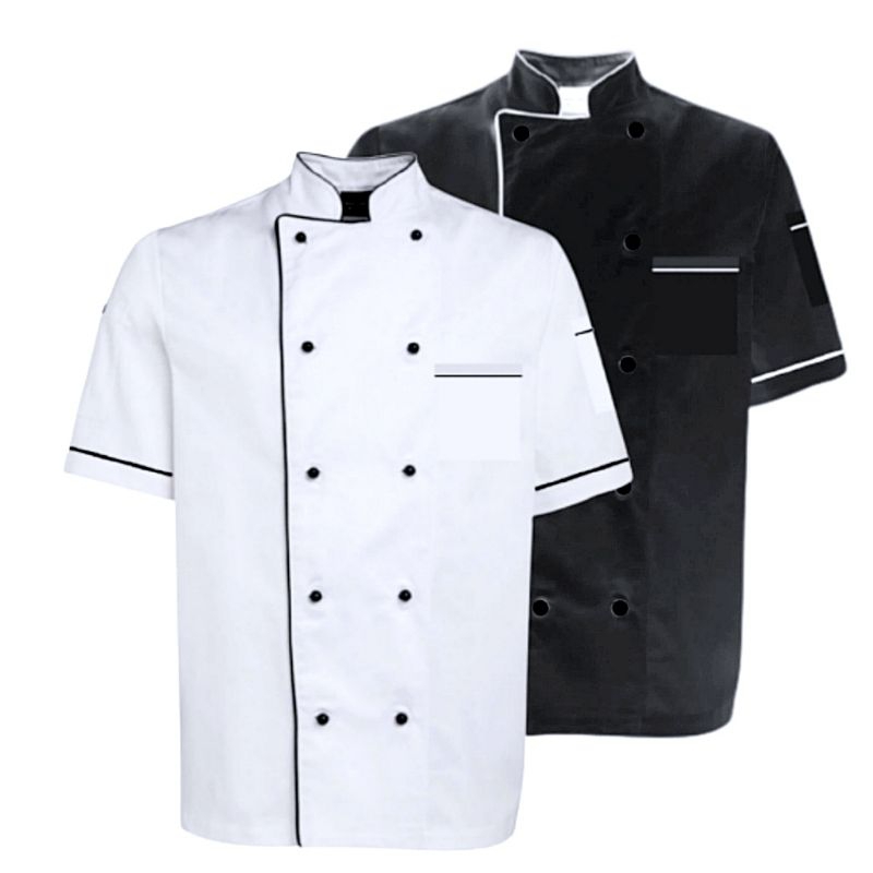 Jual Baju Koki Chef Jacket Lengan Pendek Seragam Koki Unisex Pria ...