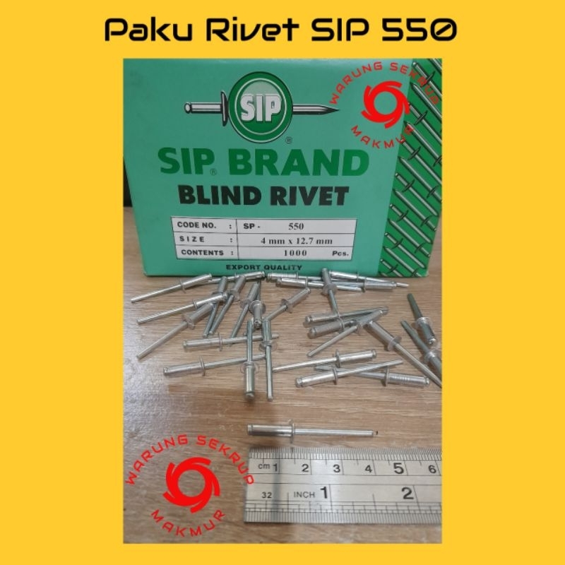 Jual (100 pcs) Paku Rivet SIP Brand SP 550 / Blind Rivet / 4mm x 12.7mm ...