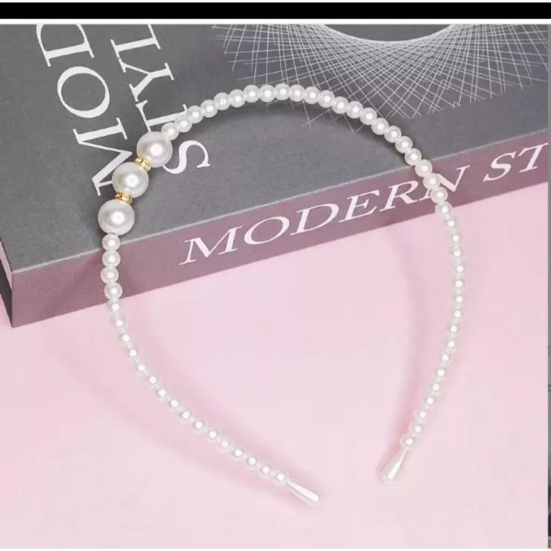 Jual Bando Mutiara Korea Pearl Headband Korean Hairband | Shopee Indonesia