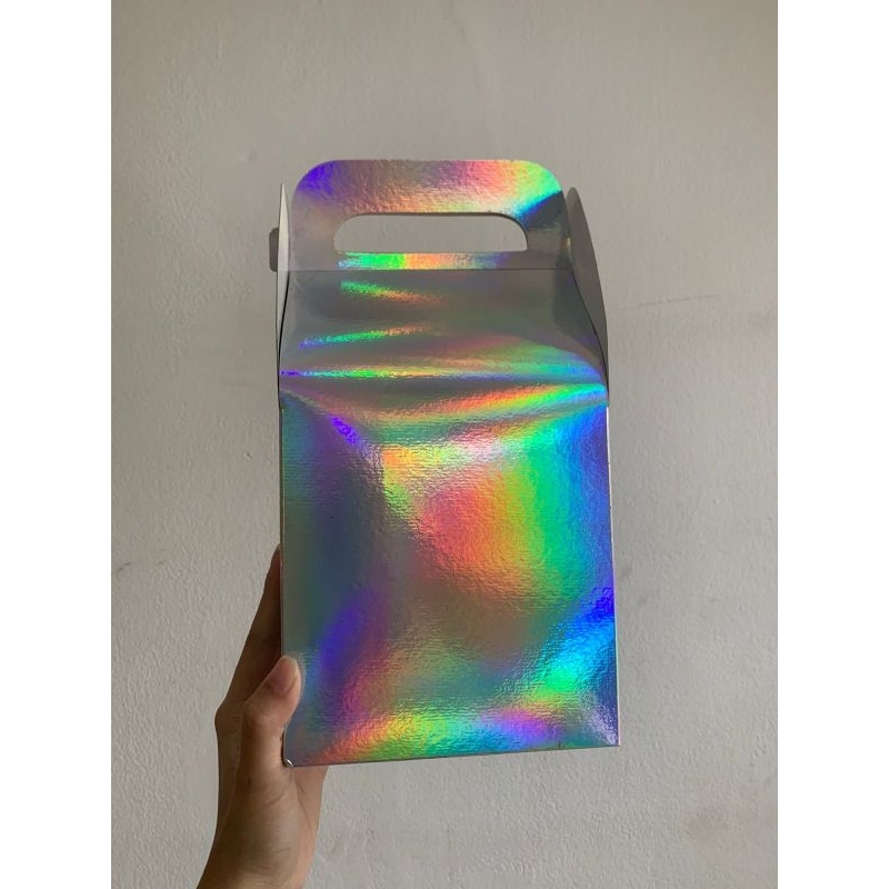 Jual ISI 10pcs | Box Hologram polos kotak kado hampers murah gift silver hologram custom ...