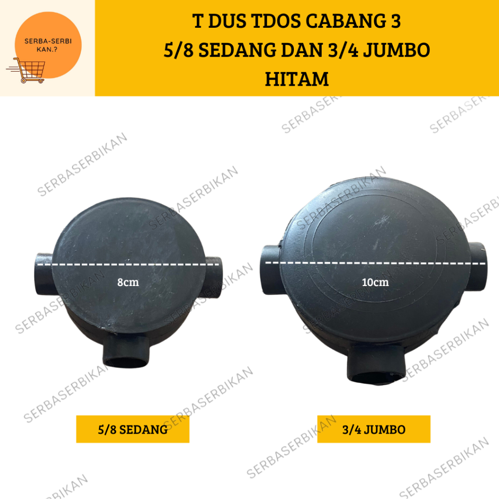 Jual T DUS TEDUS CONDUIT CABANG 3 HITAM POLOS 5/8mm & 3/4mm BERKUALITAS ...